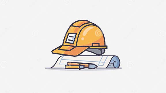 Architectural Blueprint Icon with Hard Hat - Construction Industry ... Architectural Blueprint Icon with Hard Hat - Construction Industry ...