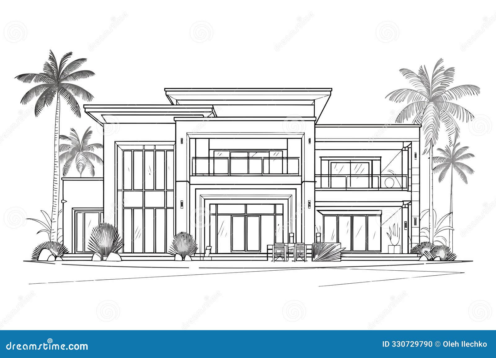 Architectural Blueprint of a Luxury Villa Isolated Vector Style Stock ...
