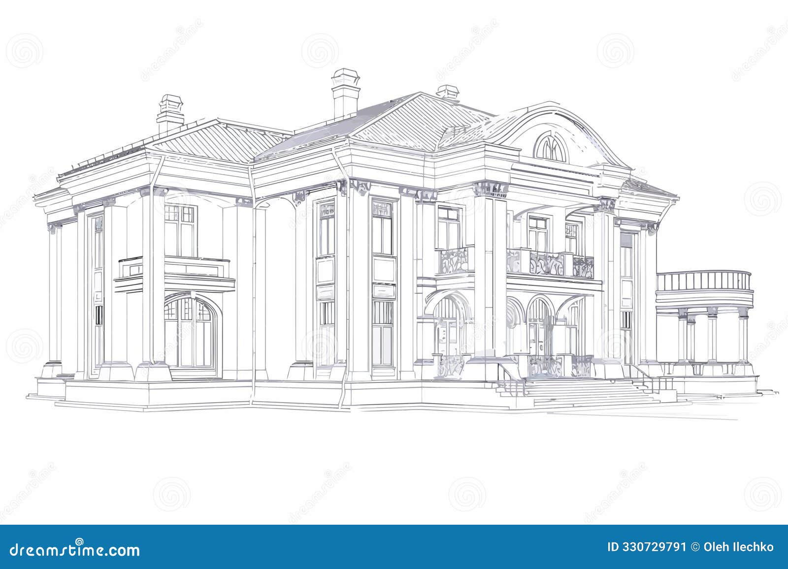 Architectural Blueprint of a Luxury Villa Isolated Vector Style Stock ...