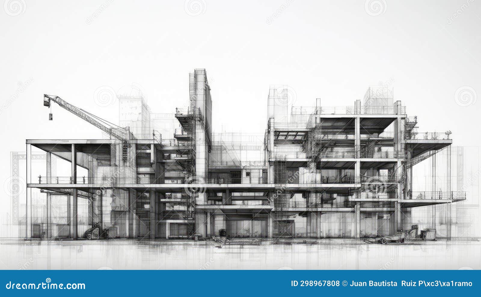 Architectural Blueprint of a Multi-Level Building in Progress. Stock ...