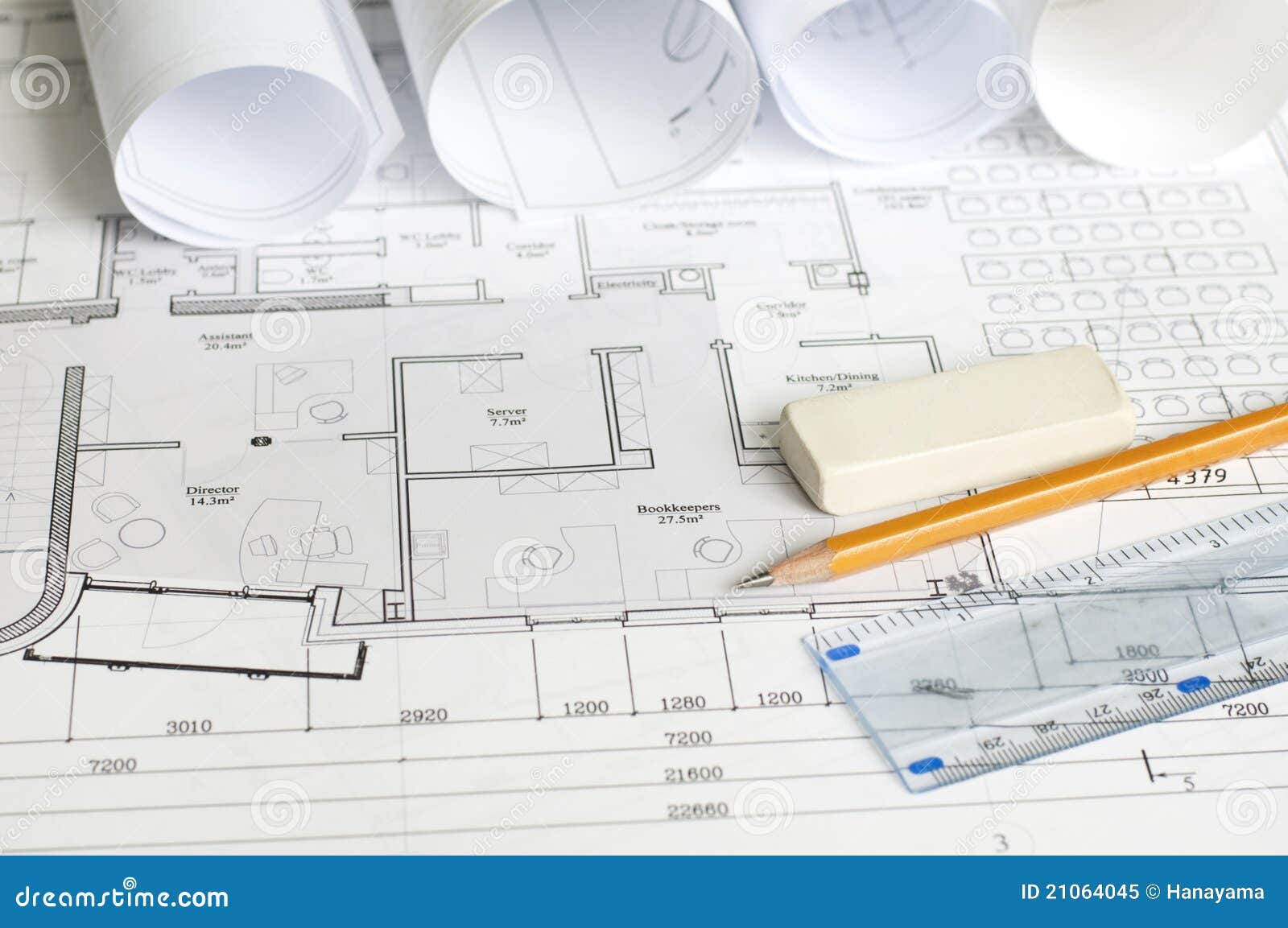 Architectural Blueprint of Office Building Stock Image - Image of ...
