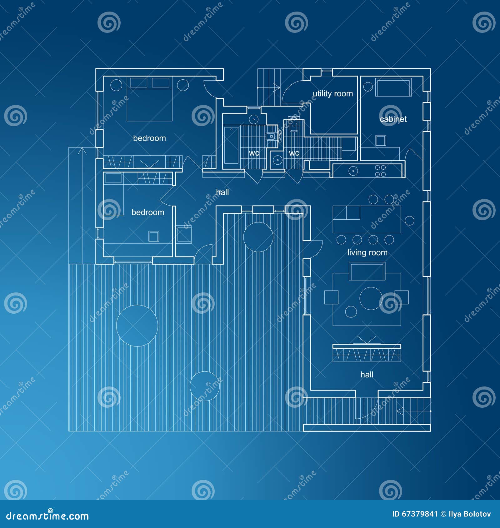 Toilet Outline Blueprint
