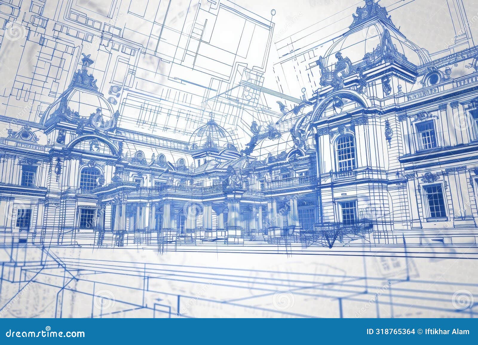 Architectural Blueprint Showcasing a Complex Building Design with an ...