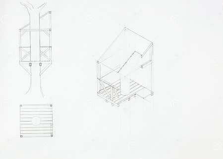 Architectural Blueprint of Tree House Stock Illustration - Illustration ...