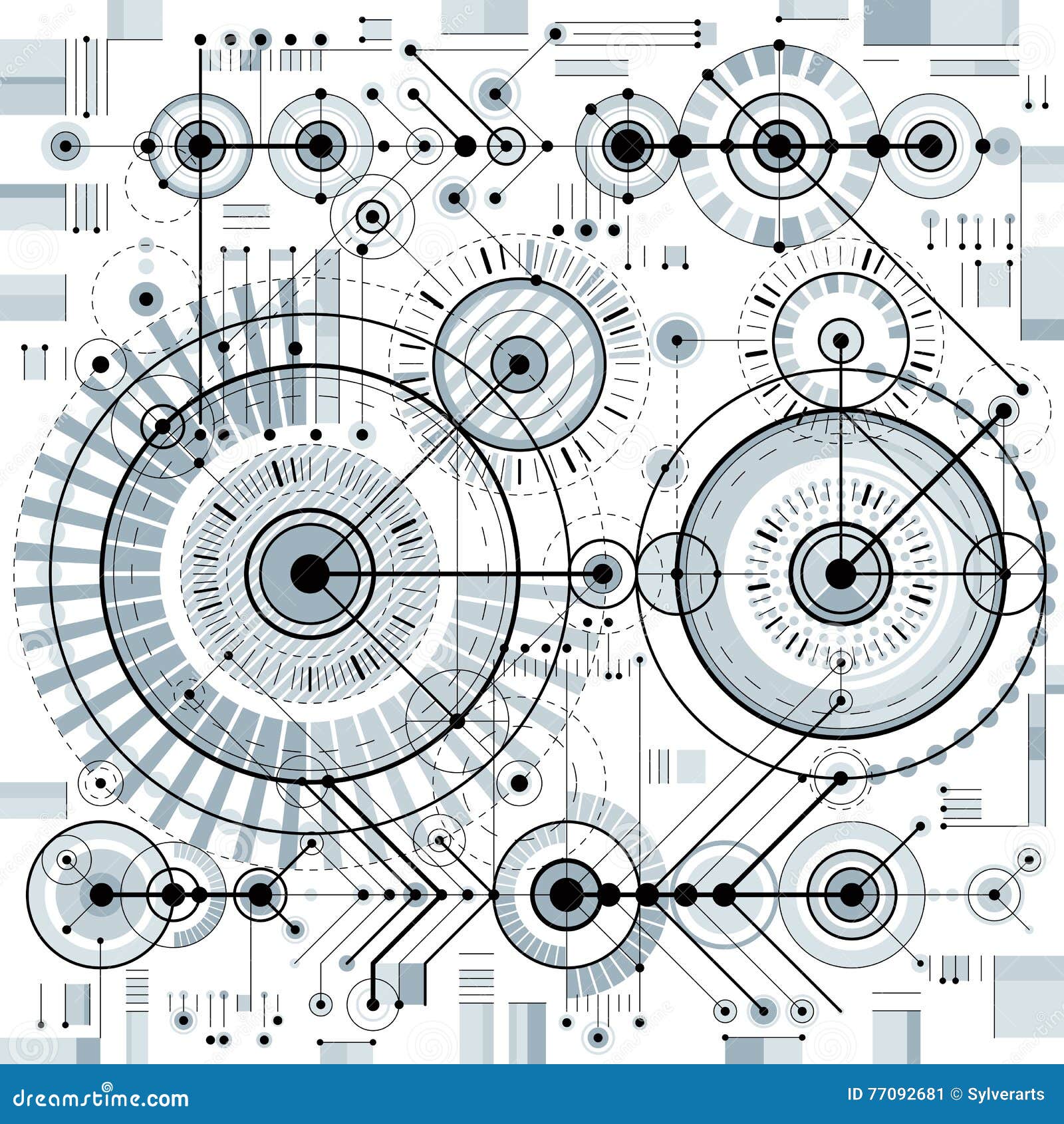 Architectural Blueprint, Vector Digital Background With Different ...