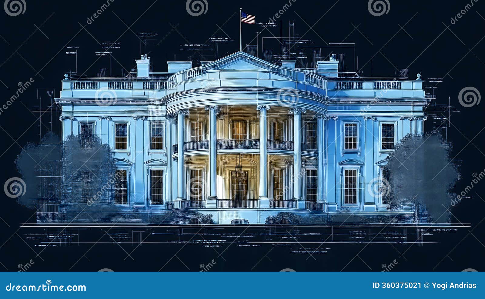 Architectural Blueprint of the White House Building Stock Illustration ...