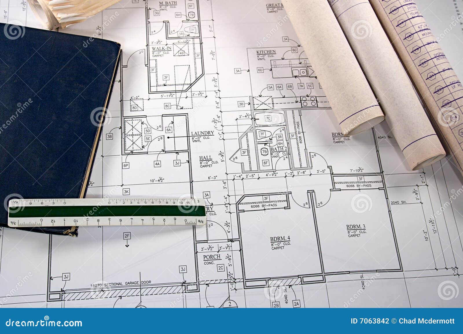 Architectural Blueprints stock photo. Image of designer - 7063842