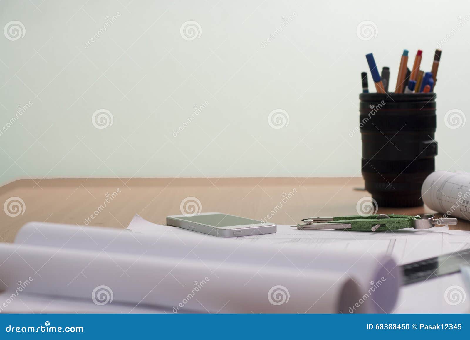 Architectural Blueprints and Blueprint Rolls and a Drawing Instruments ...