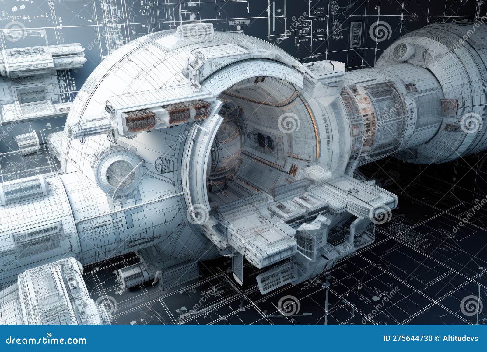 Architectural Blueprints of Futuristic Space Station, Complete with ...