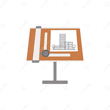 Architectural Blueprints and Tools on a Drawing Board, Workplace of ...