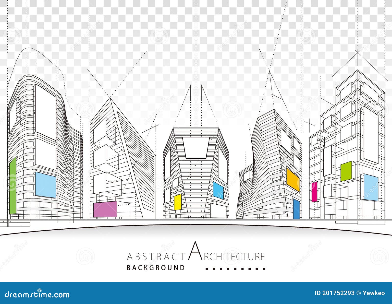 Architectural Building Line Drawing Abstract Background . Stock Vector ...