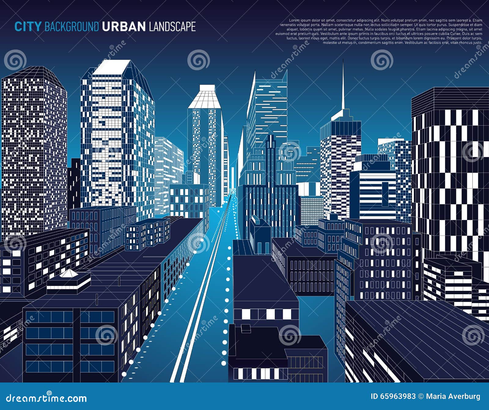 Architectural Building in Perspective View. Night Stock Vector ...