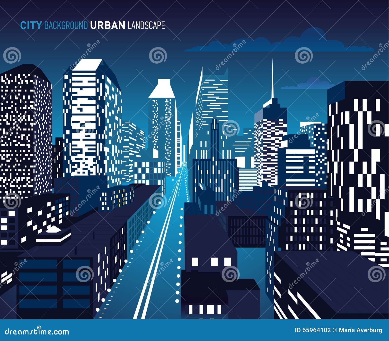 Architectural Building in Perspective View. Night Stock Vector ...