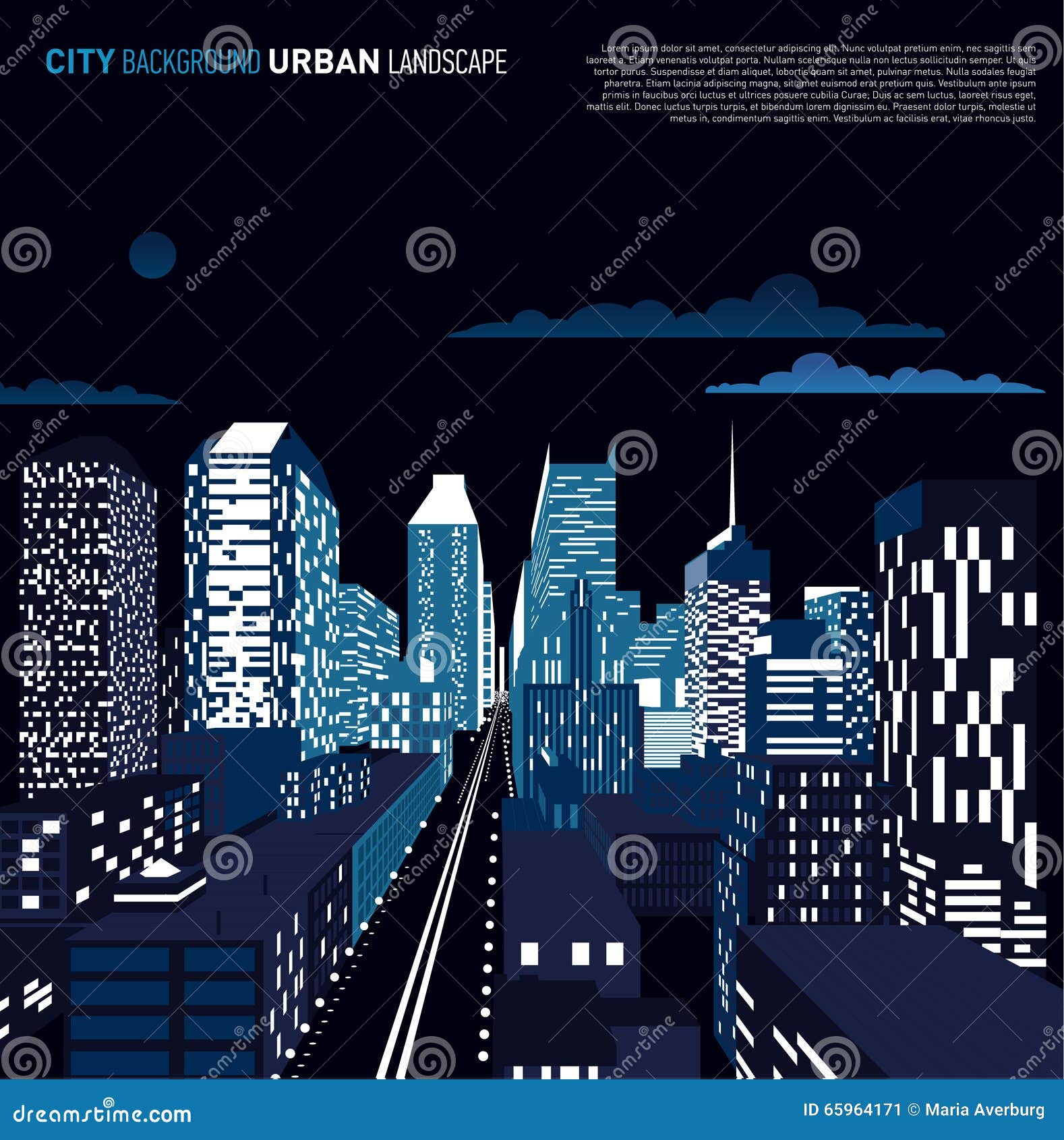 Architectural Building in Perspective View. Night Stock Vector ...