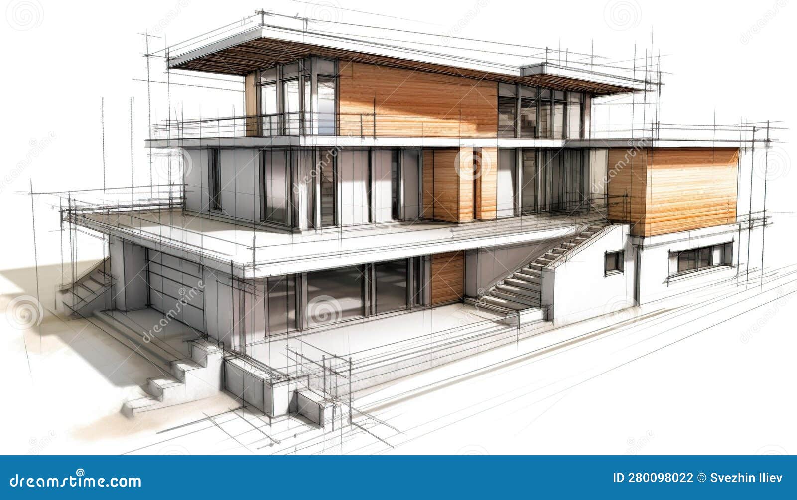 Architectural Building Sketch and Design Stock Illustration ...