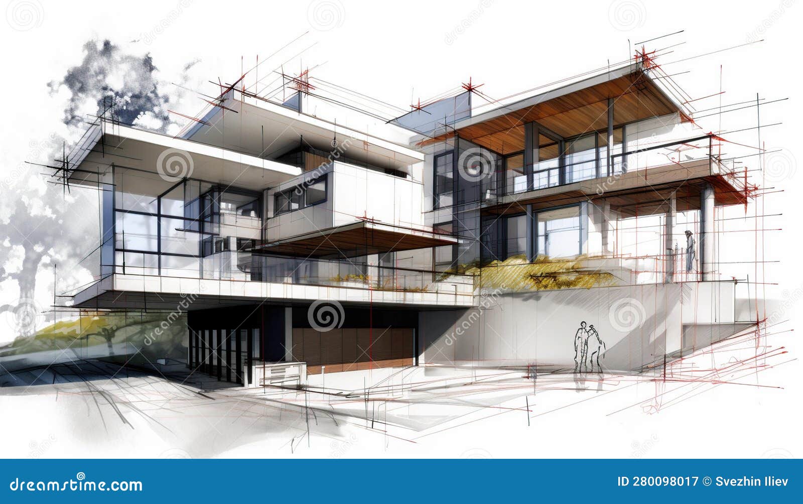 Architectural Building Sketch and Design Stock Illustration ...