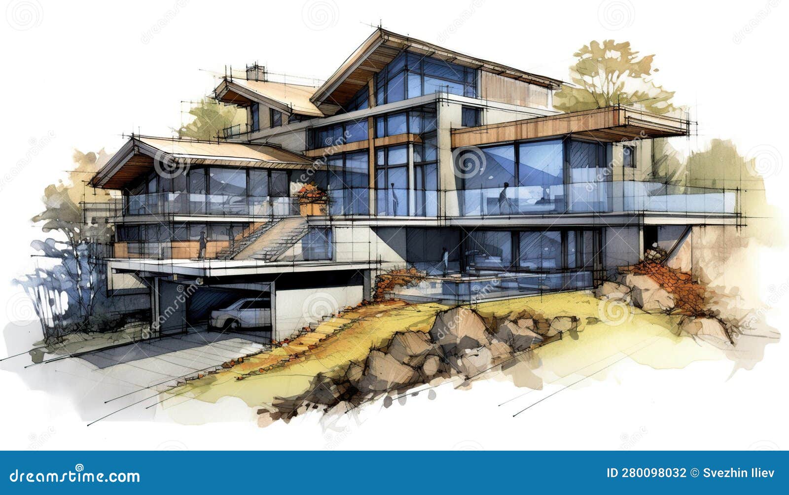 Architectural Building Sketch and Design Stock Illustration ...