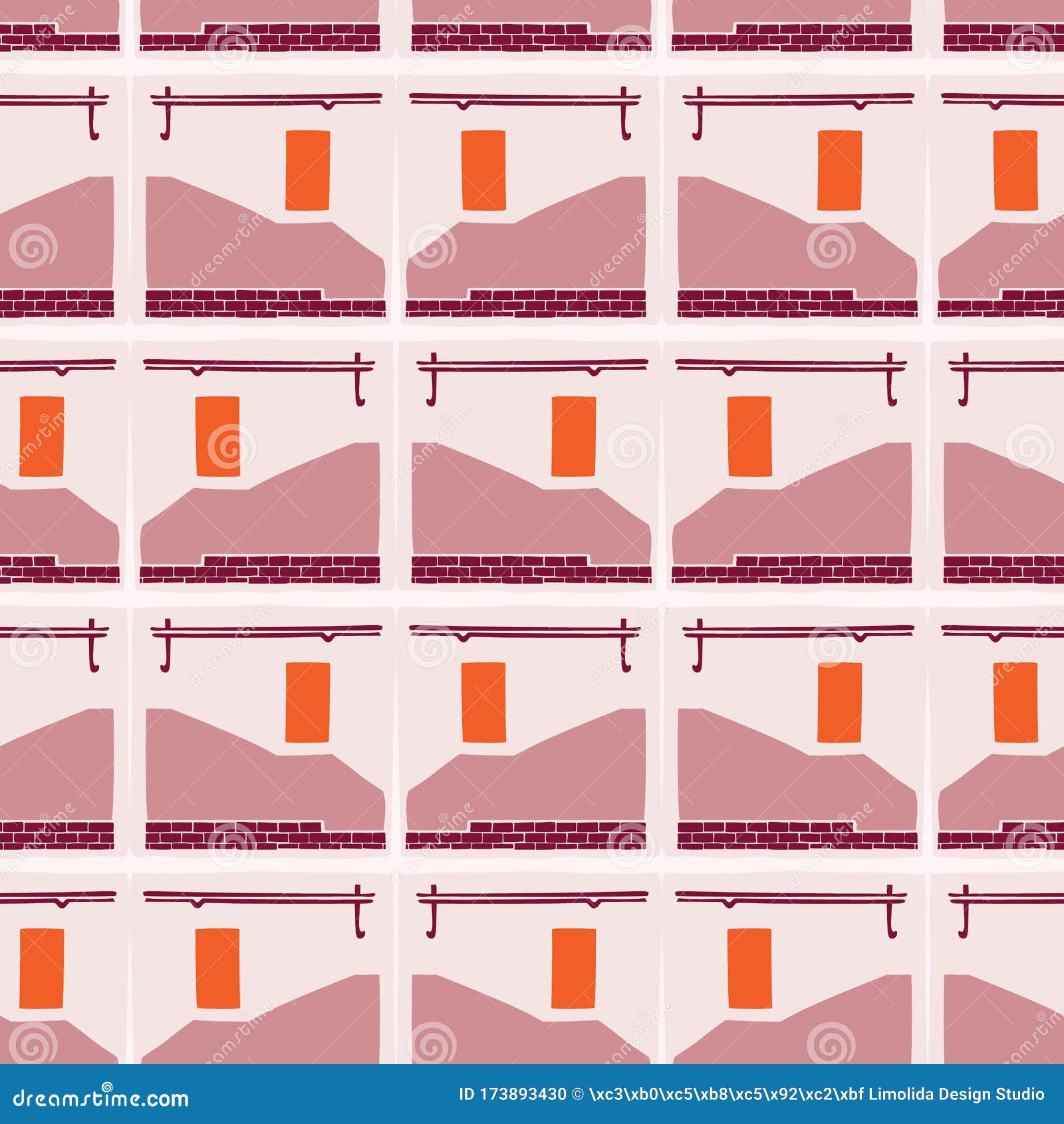 Architectural Building Window Vector Seamless Pattern. Paper Cut Style ...
