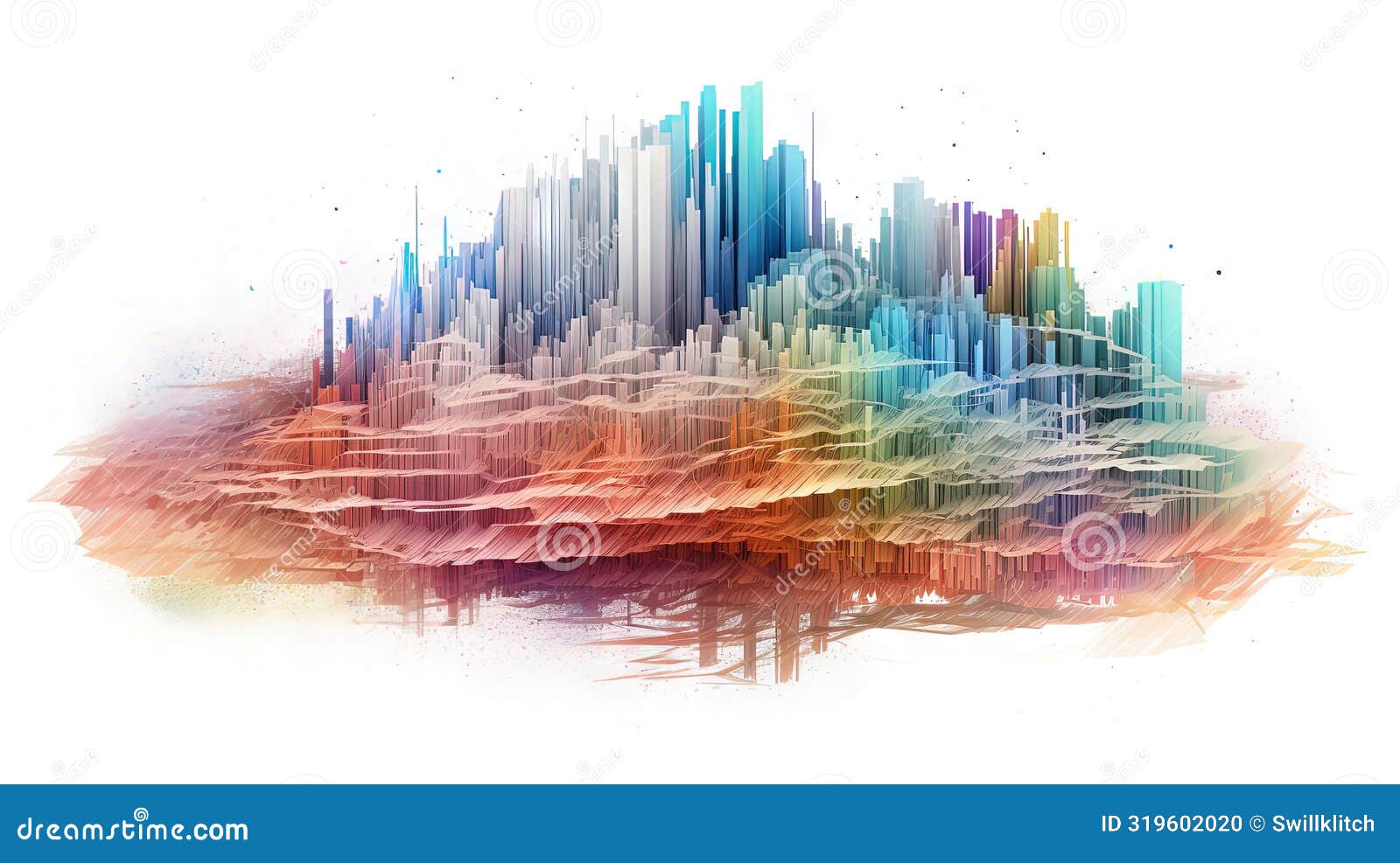 Architectural Cloud Concept with City Structure and Connections. Urban ...