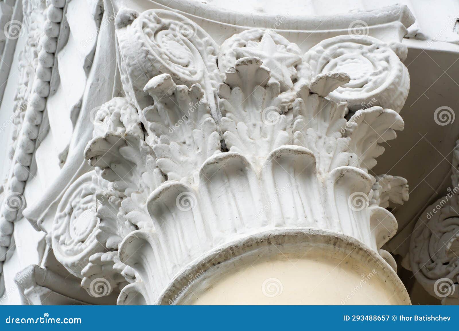 Architectural Columns with Figures and White Stucco Wealth. Stock Image ...