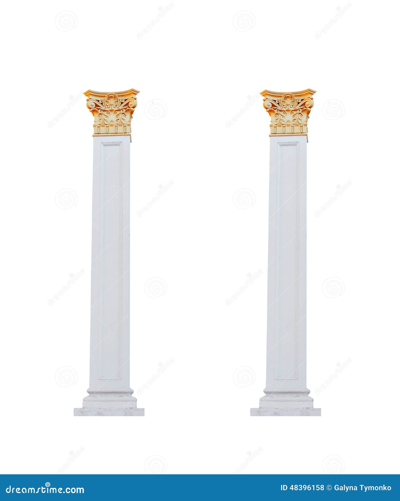 Architectural Columns on a White Background Stock Photo - Image of ...