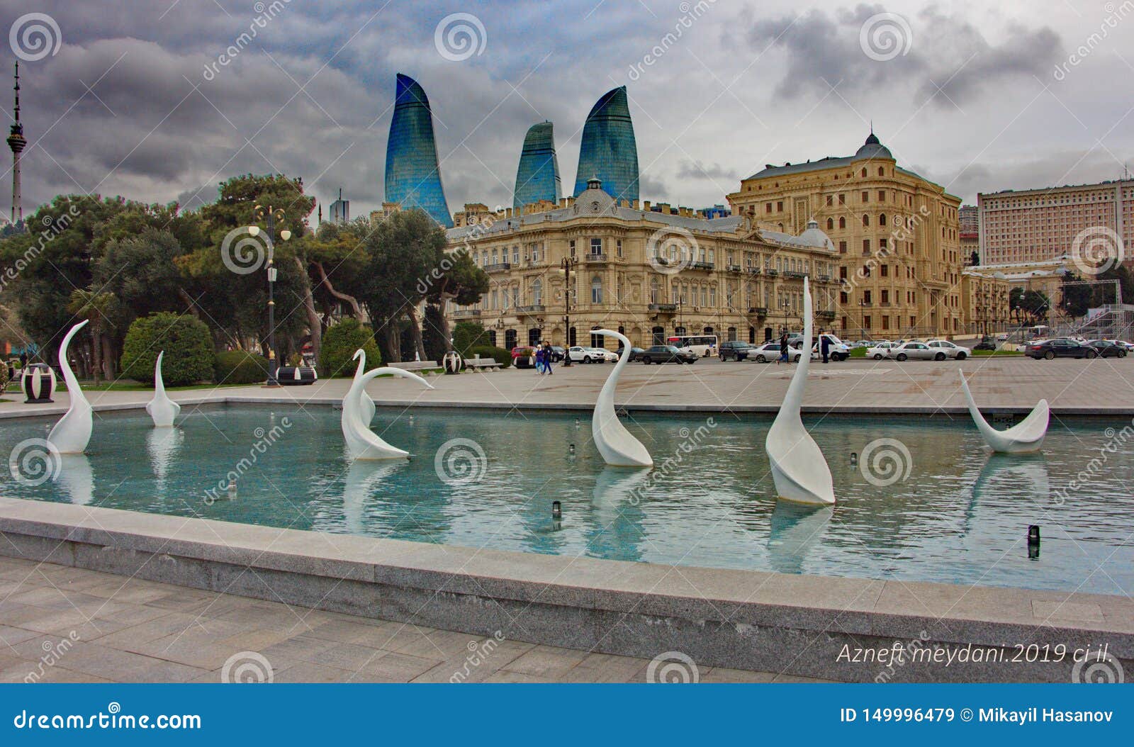The Architectural Complex on Azneft Square in the Early Evening Hour ...