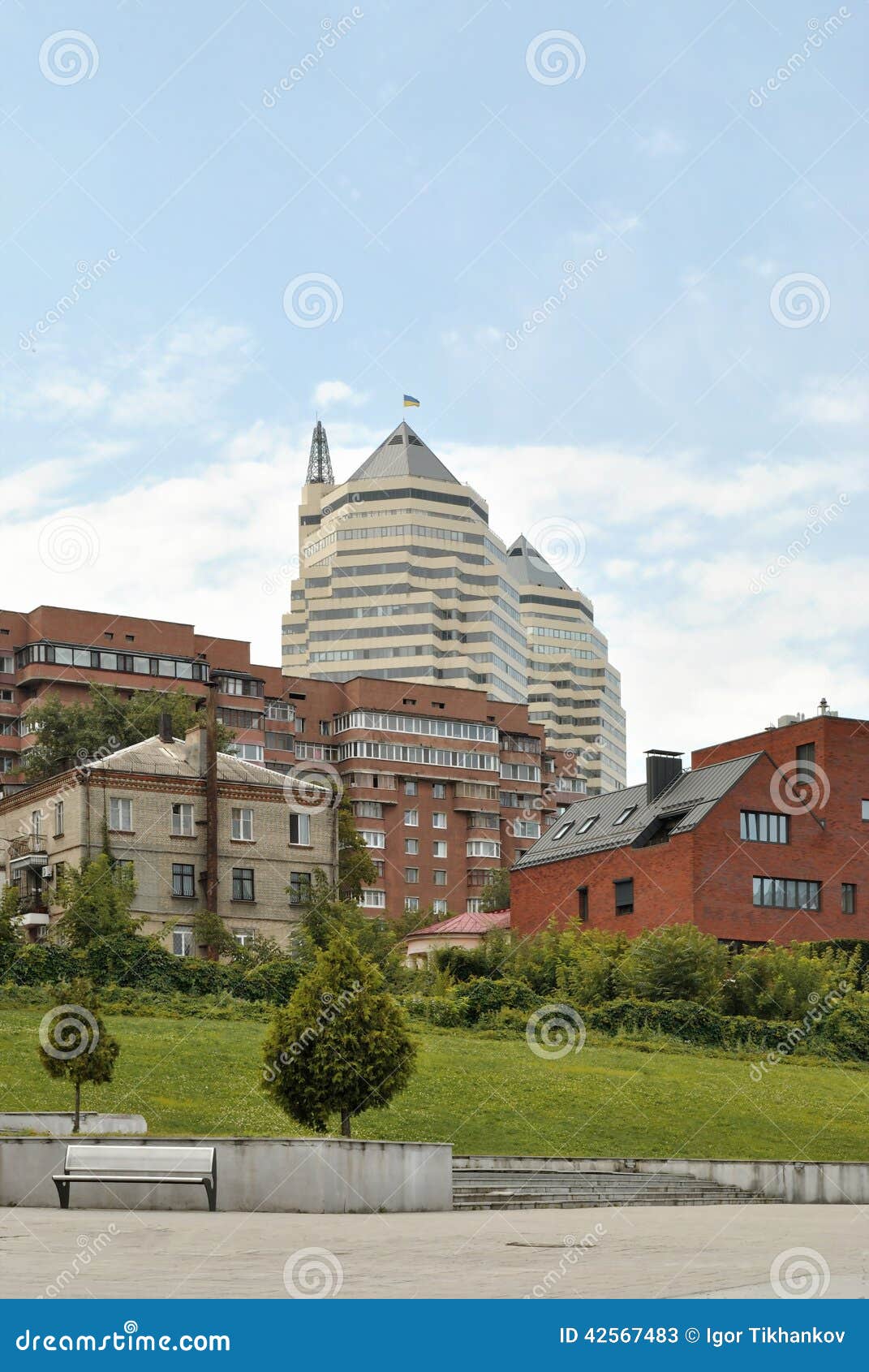 The Architectural Complex of Modern and Old Buildings Stock Image ...