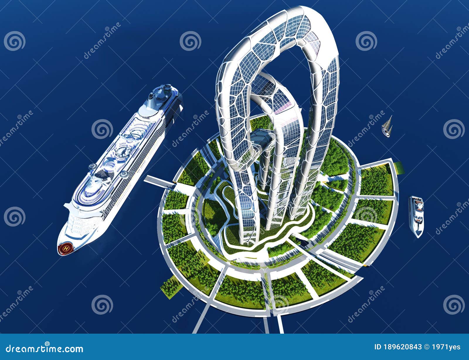 Architectural complex stock illustration. Illustration of tower - 189620843