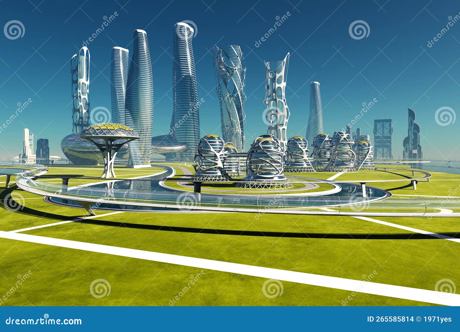 Architectural complex stock illustration. Illustration of steel - 265585814