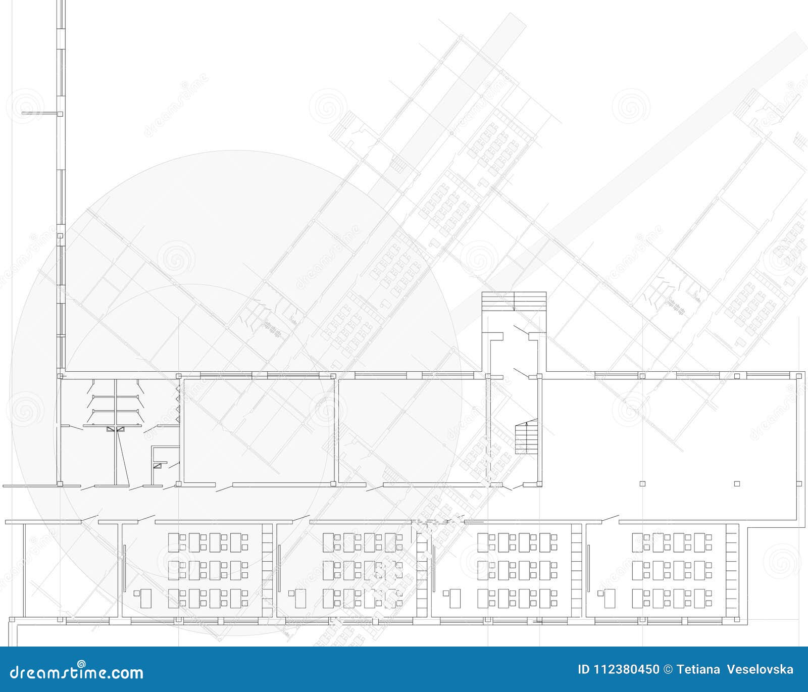 Architectural Composition from Project Drawing Plans Stock Vector ...