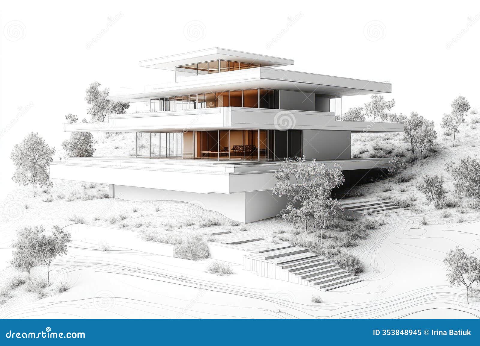 Architectural Concept Detail - Model of House Resting on Architectural ...