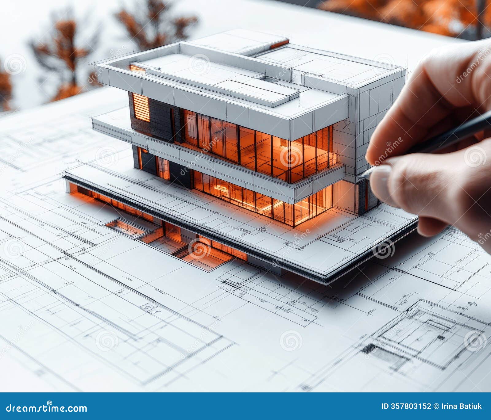 Architectural Concept Detail - Model of House Resting on Architectural ...