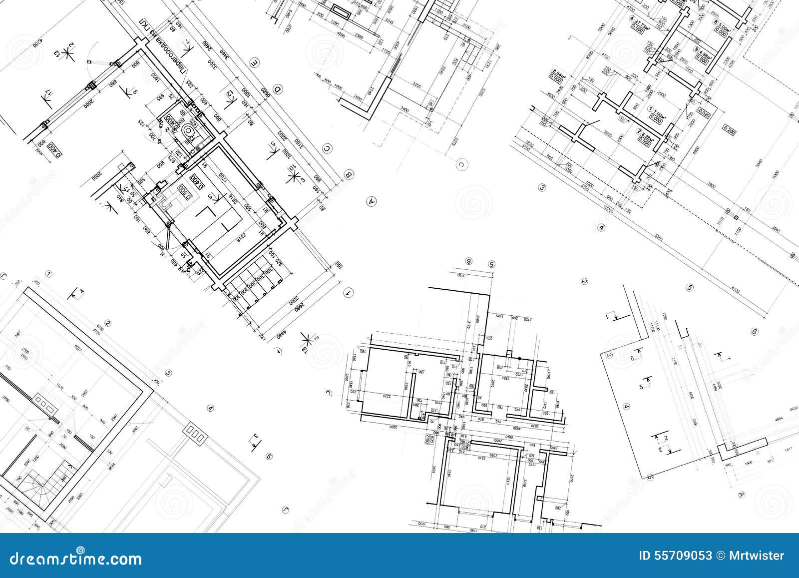 Architectural Construction Documents and Floor Plans Stock Image ...