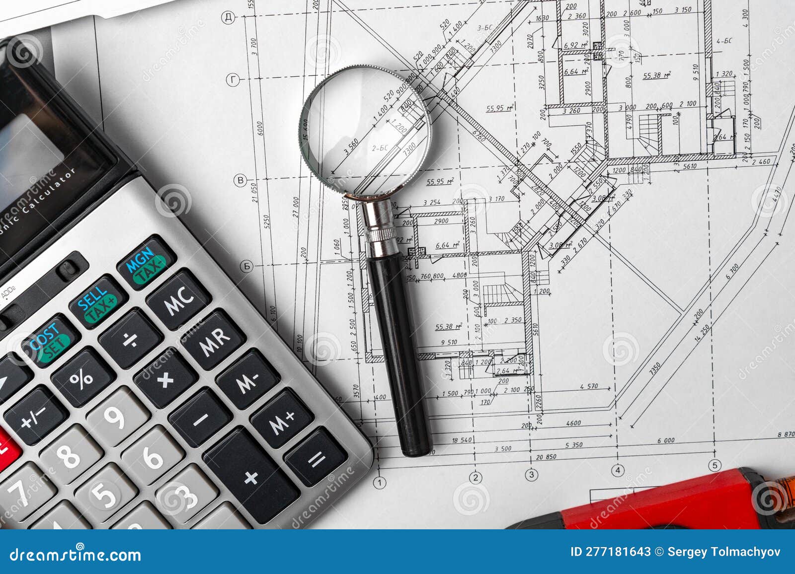 Architectural Construction Plans Paper on Table Close Up Stock Image ...