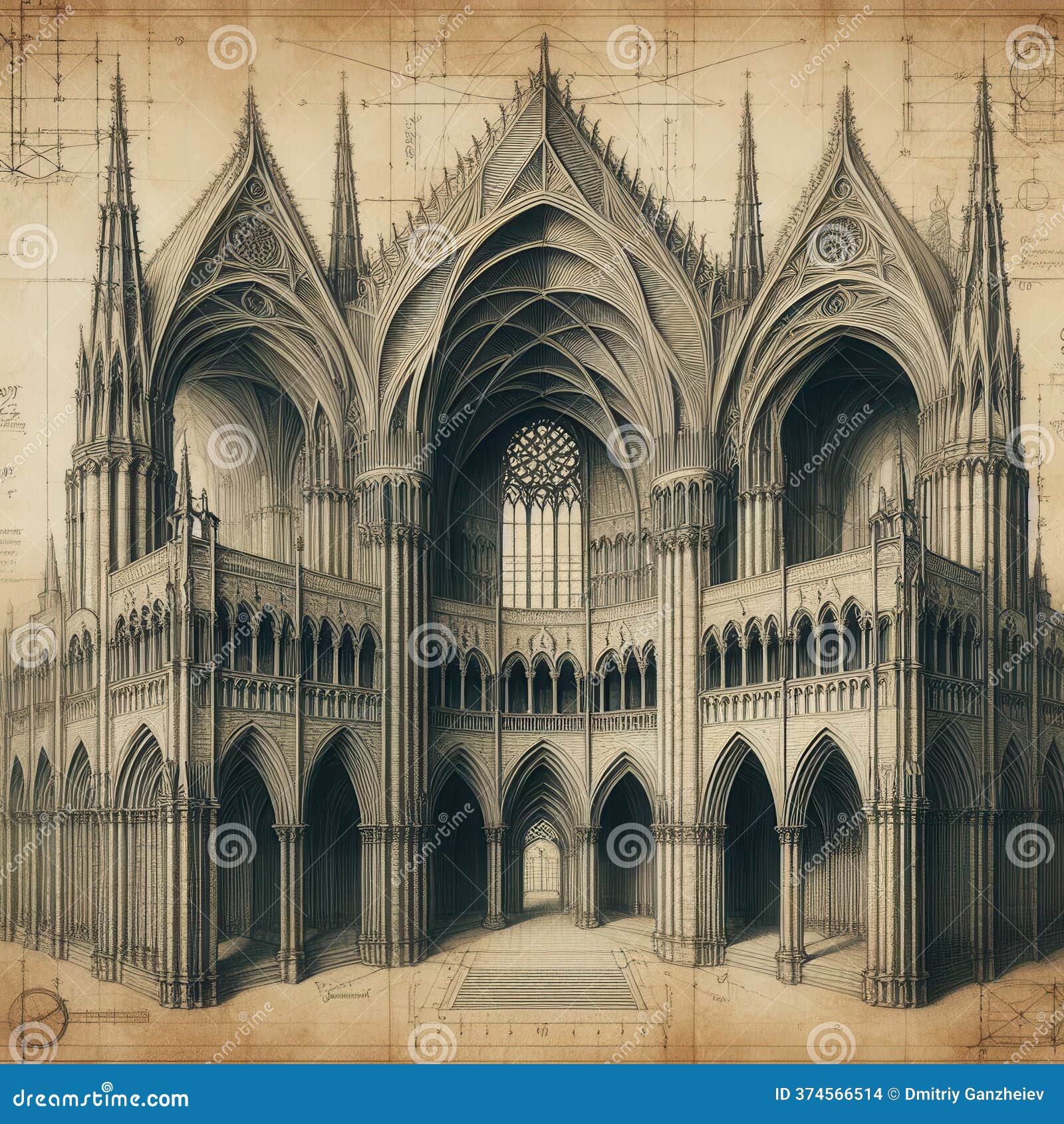 Architectural Section Of A One-storey Residential Building On A Forest ...