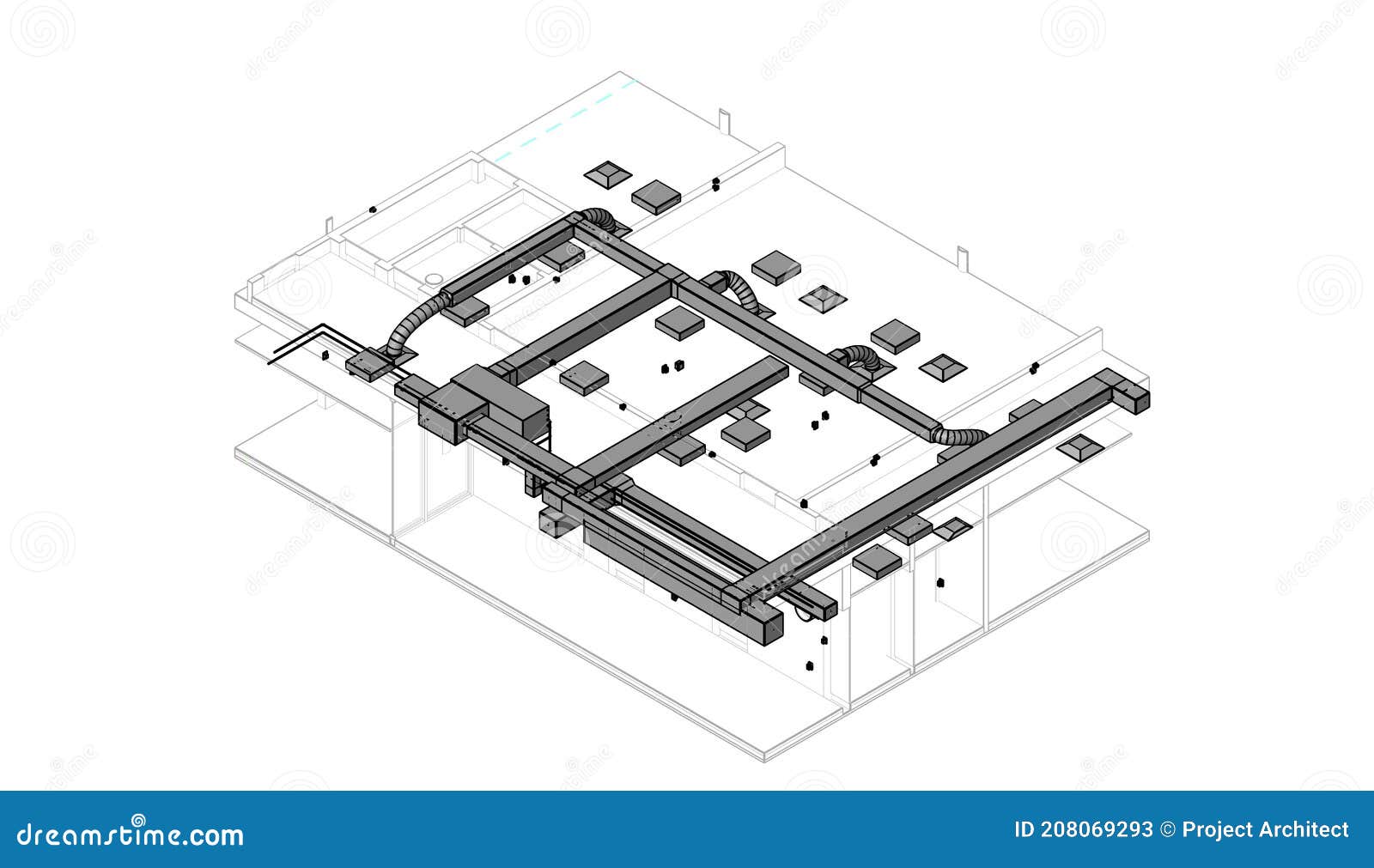 Architectural 2D Isometric Ductwork BIM Illustration Design Stock ...