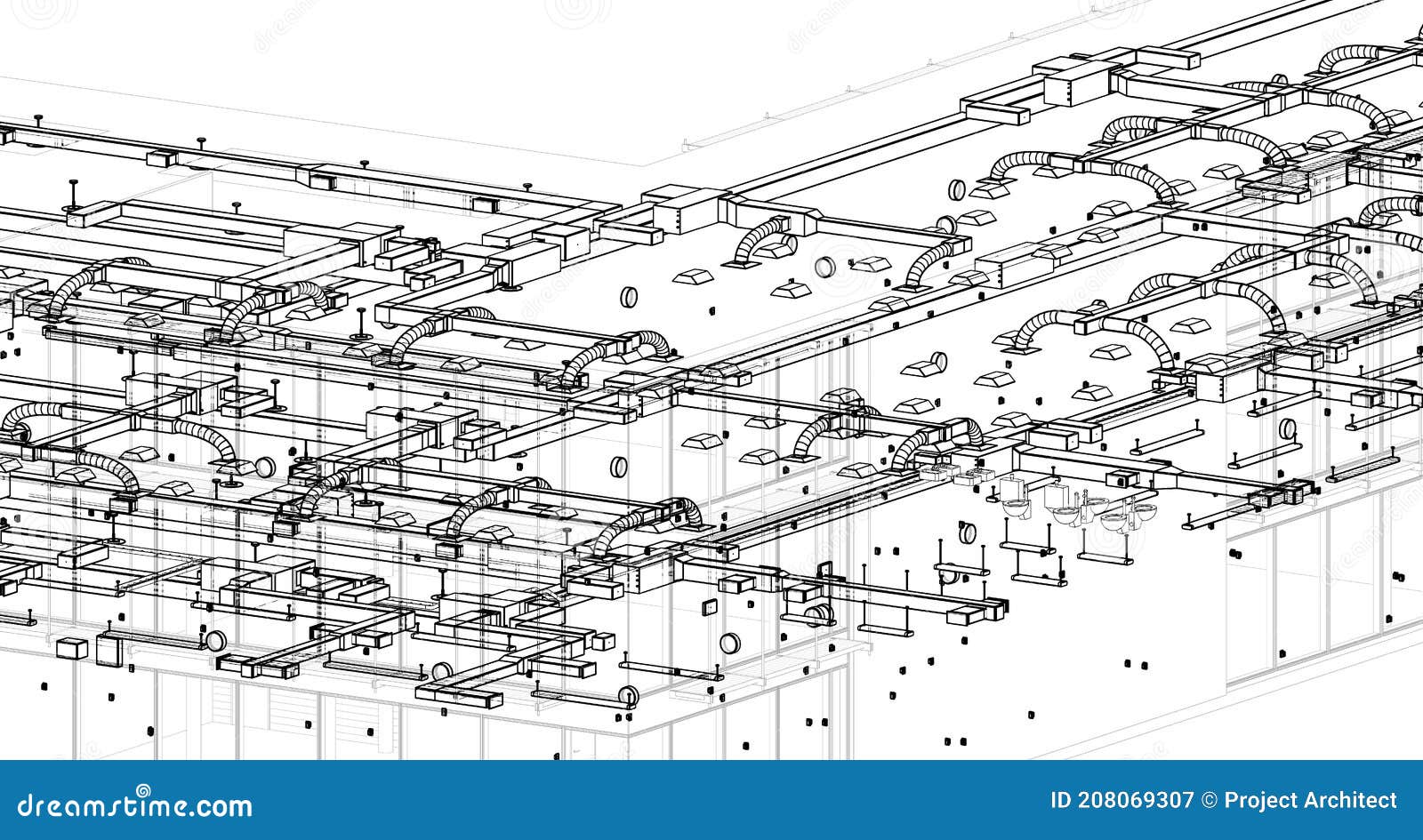 Architectural 2D Isometric Ductwork BIM Illustration Stock Illustration ...