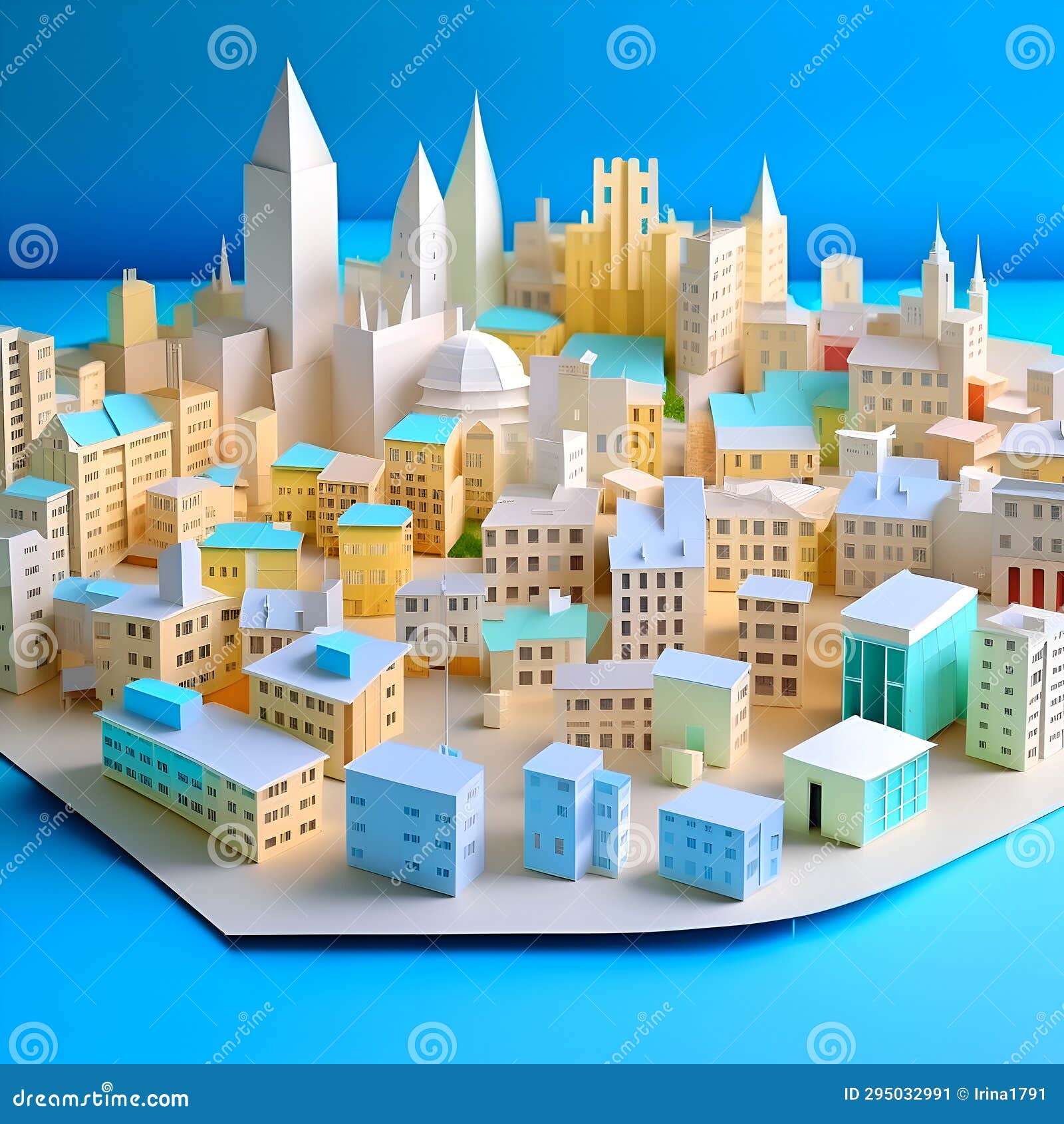 Architectural 3D Model of the Center of a Large City Stock Illustration ...
