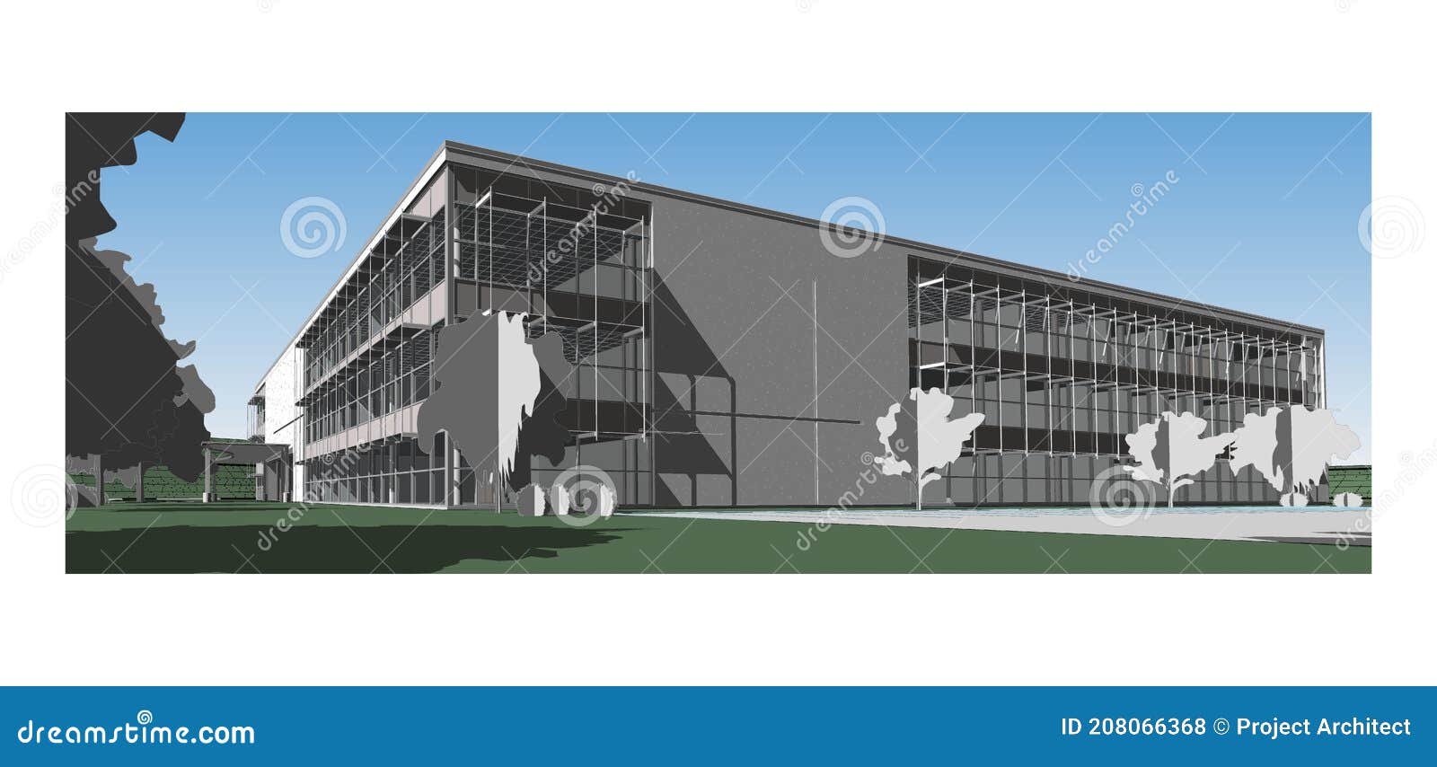 Architectural 3d Perspective View Design Illustration Stock ...