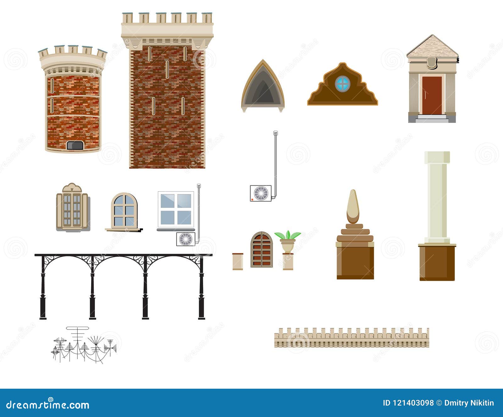 Architectural decor set stock vector. Illustration of buildings - 121403098