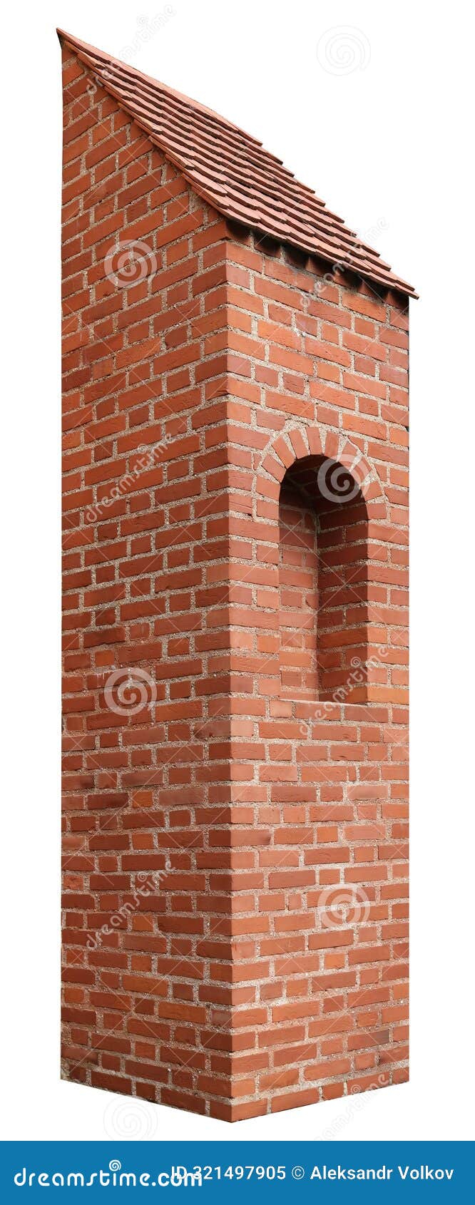 Architectural Decoration in the Form of a Red Brick Column with a Tiled ...