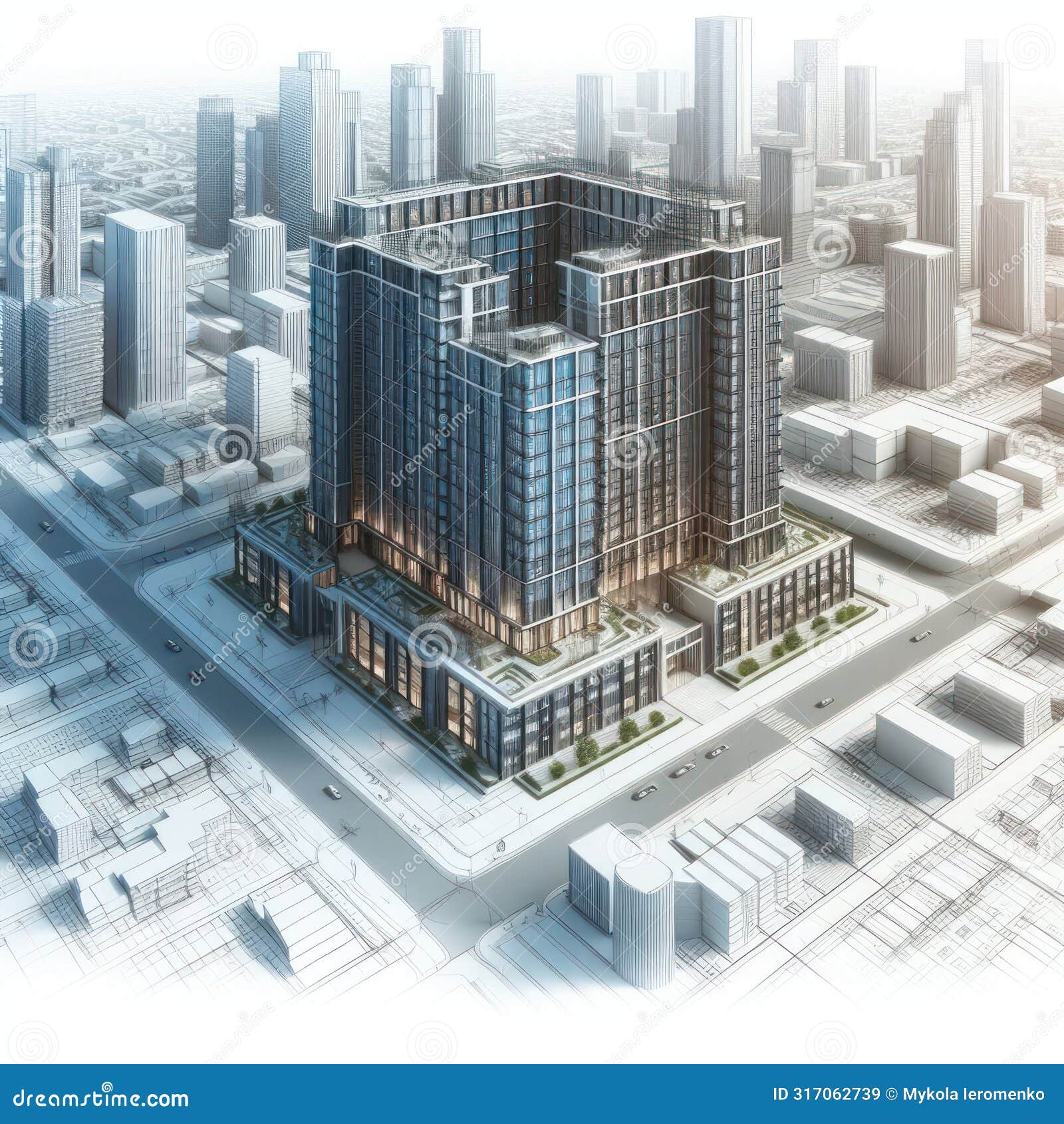 Architectural Design of a Building in the City. Stock Image - Image of ...