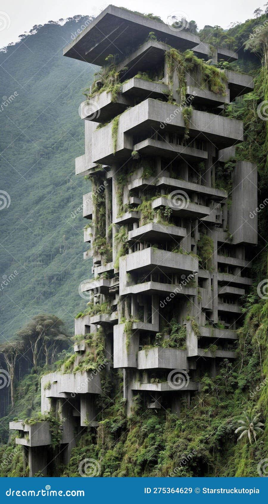 Landscape of an Abandoned Brutalist Building Structure Built on ...