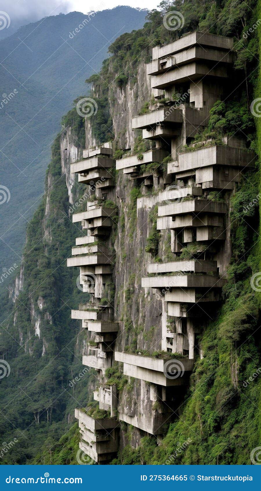 Landscape of an Abandoned Brutalist Building Structure Built on ...