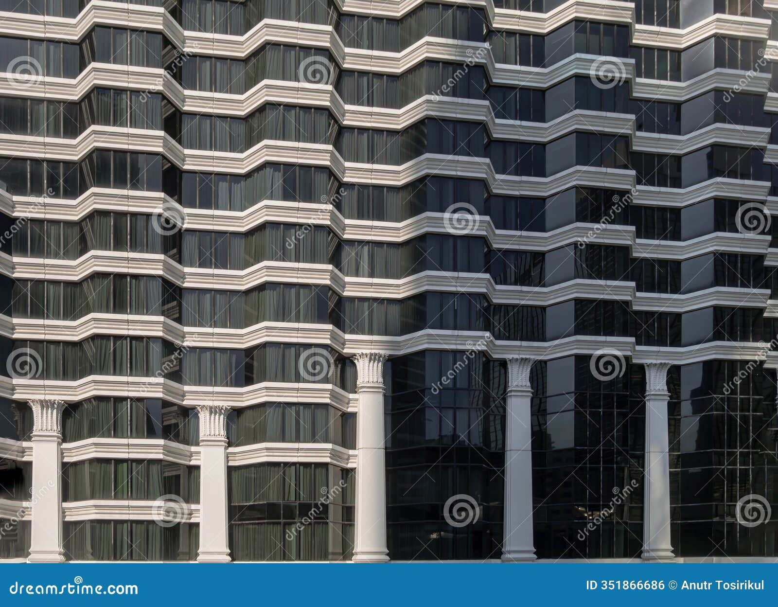 Architectural Design Front View of Exterior Buildings with Geometric ...