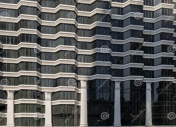 Architectural Design Front View of Exterior Buildings with Geometric ...