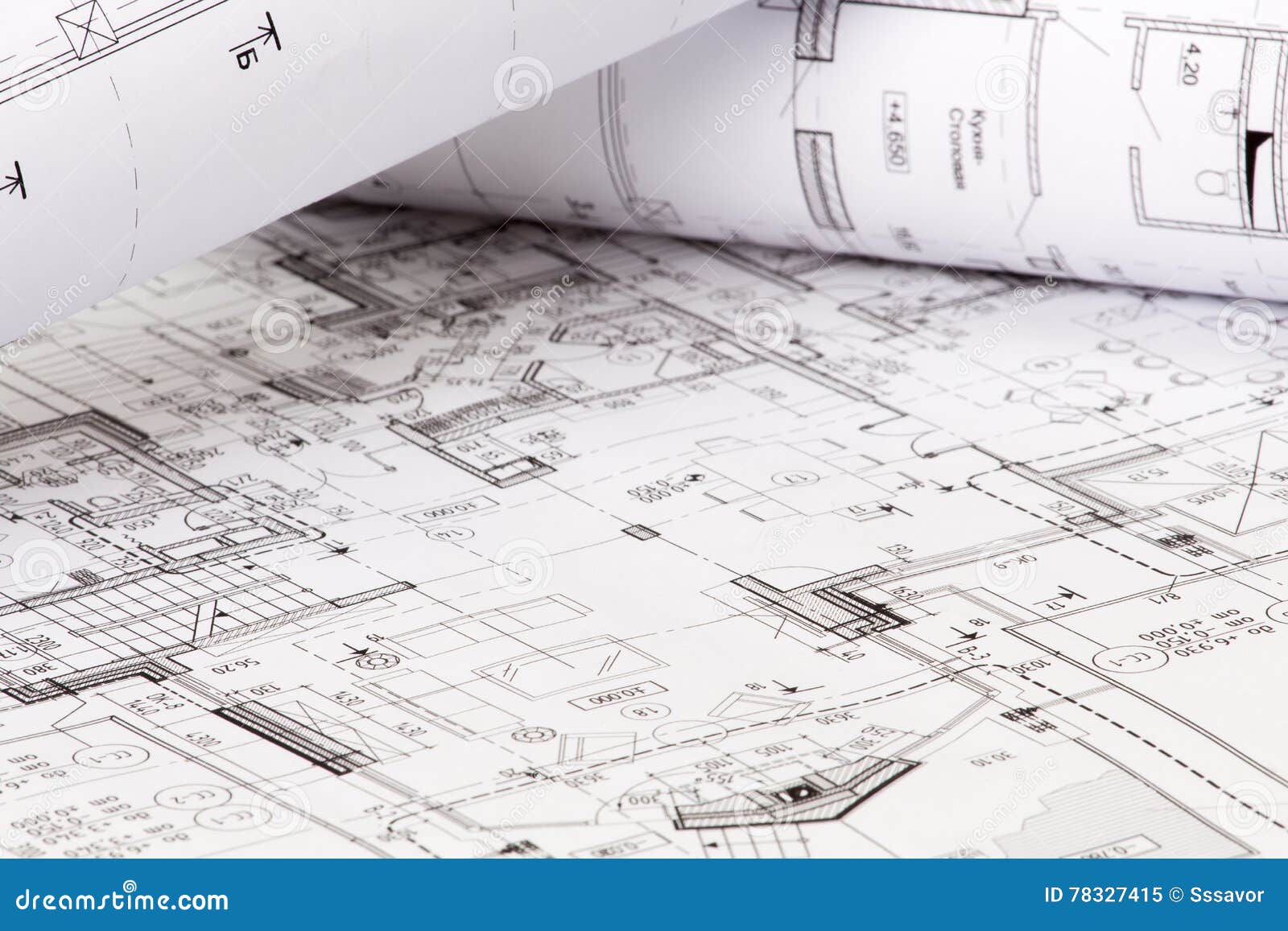 The Architectural Design of the House on Paper Stock Image - Image of ...