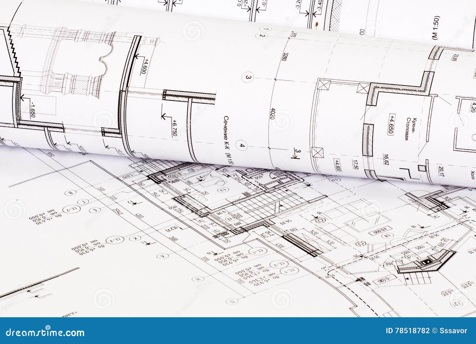 The Architectural Design of the House on Paper Stock Photo - Image of ...