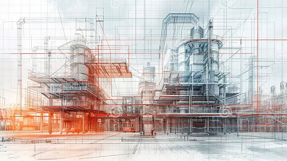 Architectural Design of an Industrial Complex Stock Illustration ...