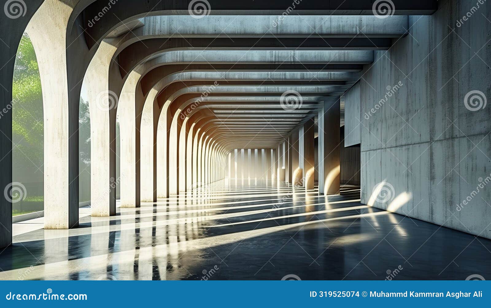 Architectural Design of Modern Concrete Hall. Stock Illustration ...